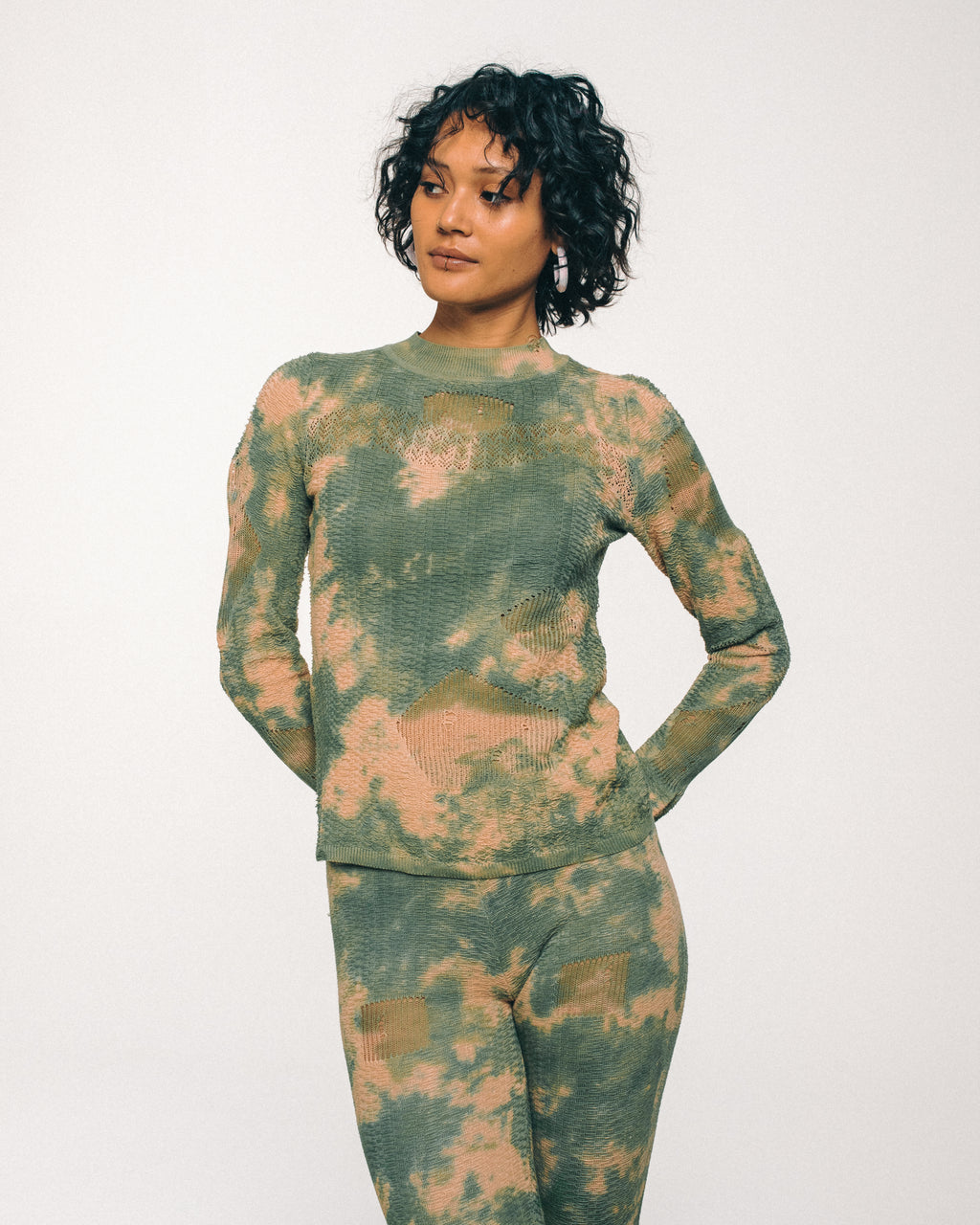 Fully Fashioning | Zella Floating Stitch Tie Dye Light Weight Sweater ...